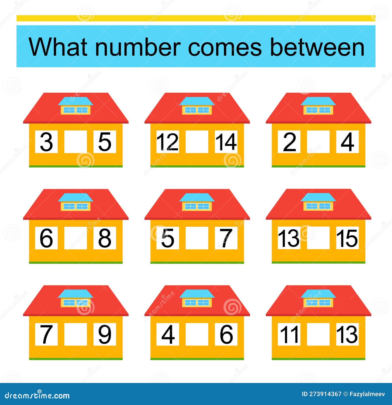 What Number Comes between? Math Worksheets for Kids. Stock Vector ...