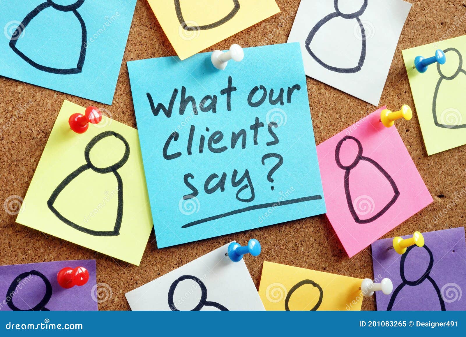 What Our Clients Say Question on the Piece of Paper and Figures Stock ...