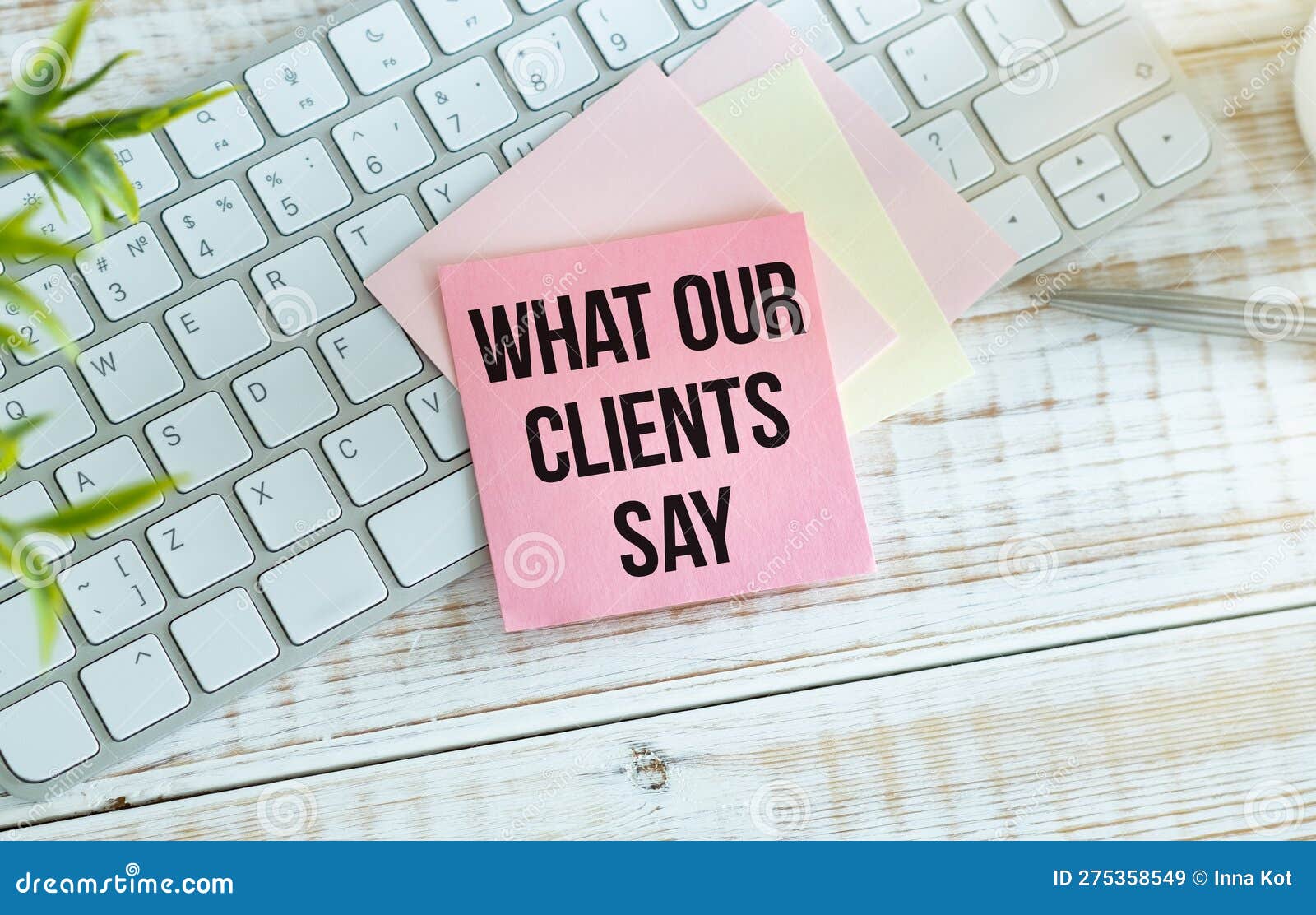 What Our Clients Say Statement on Paper Note Pad. Office Desk with ...