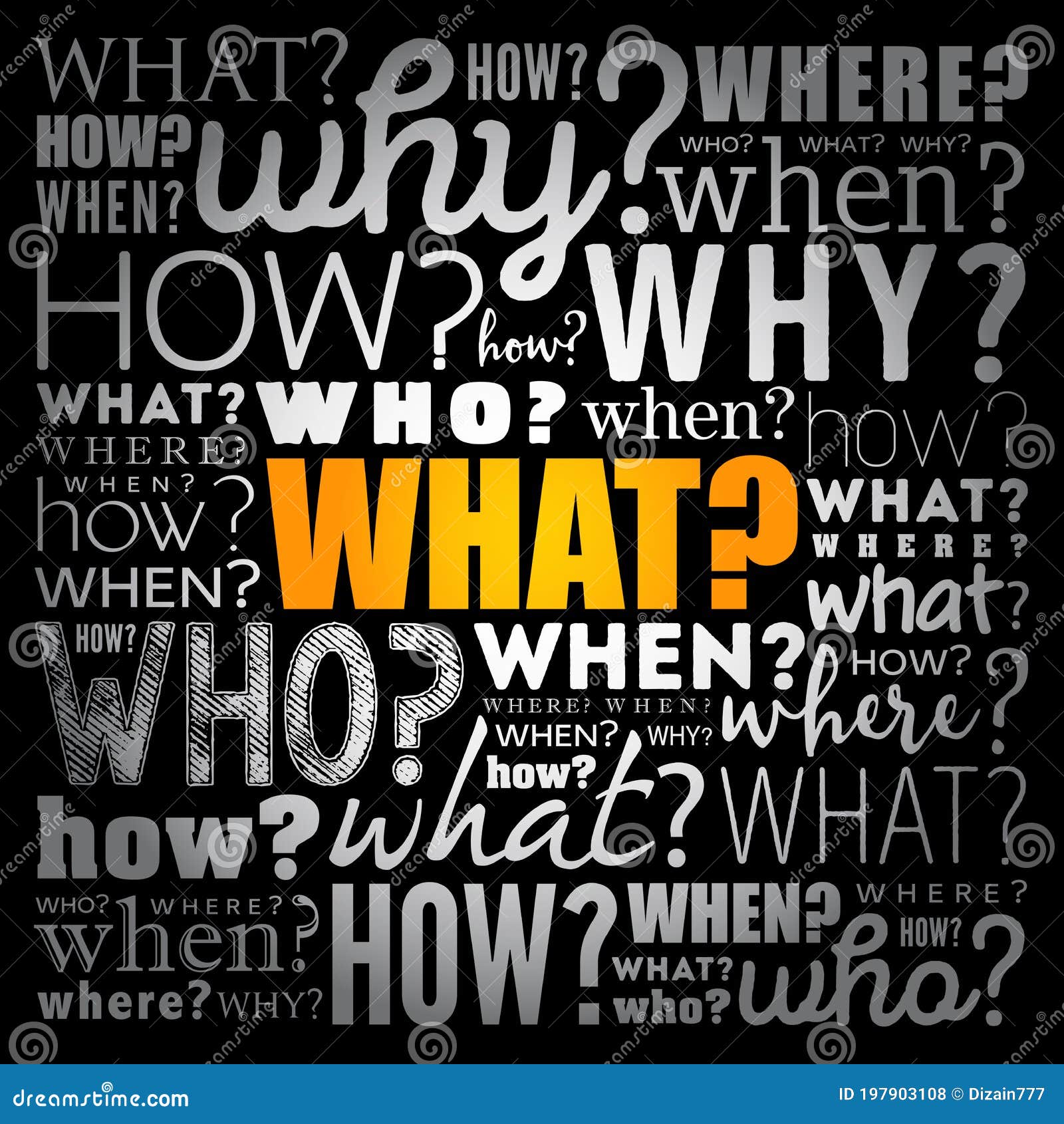 Who How Why What Questions Sign Mean Researching And Investigating ...