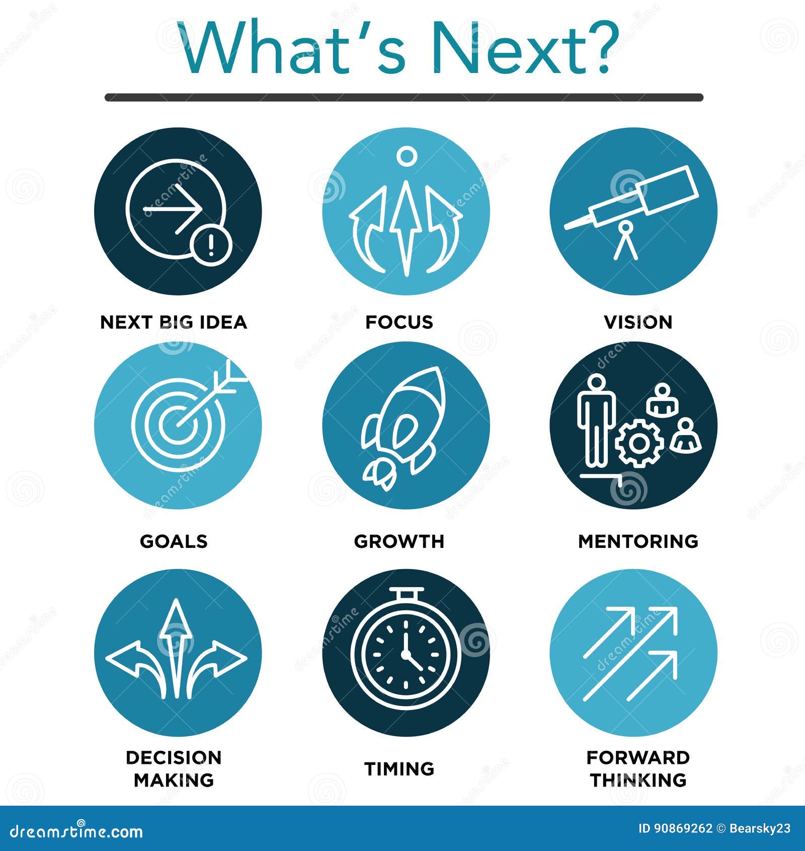 What`s Next Icon Set stock vector. Illustration of growth - 90869262