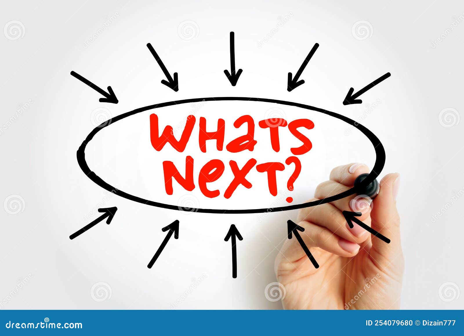 What`s Next Question Text Concept with Arrows for Presentations and ...