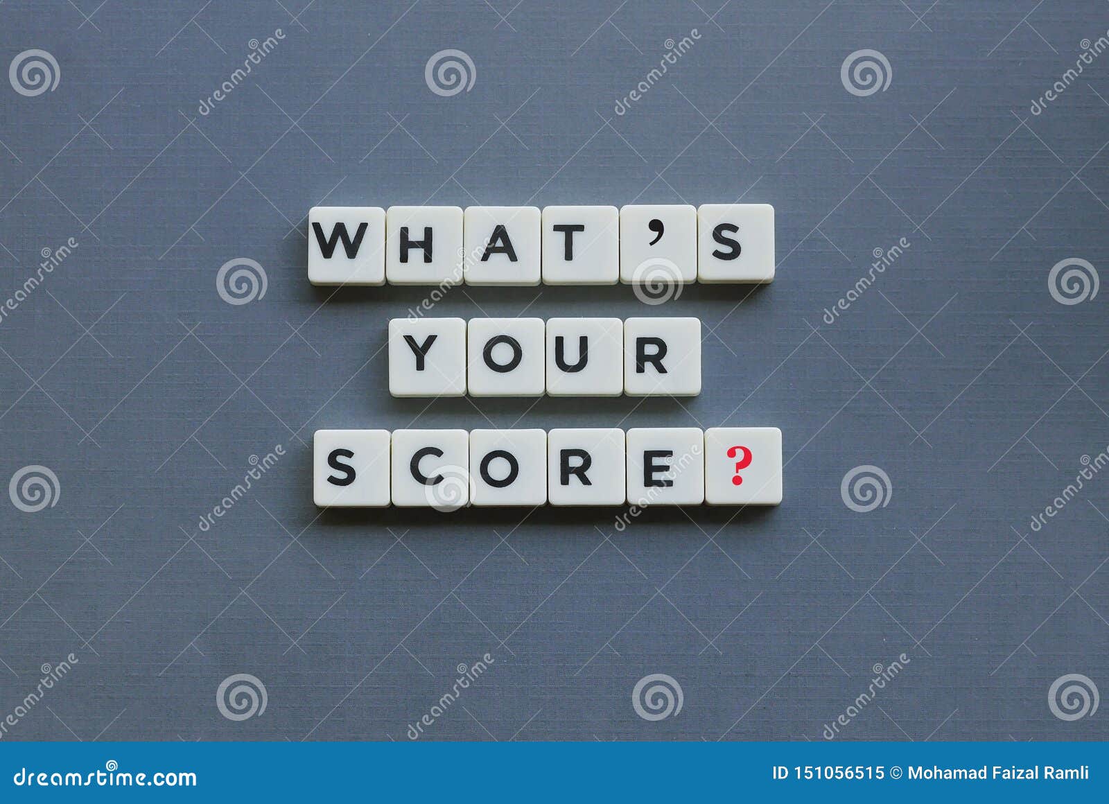 ' What's Your Score? ' Word Made Of Square Letter Word On Grey ...