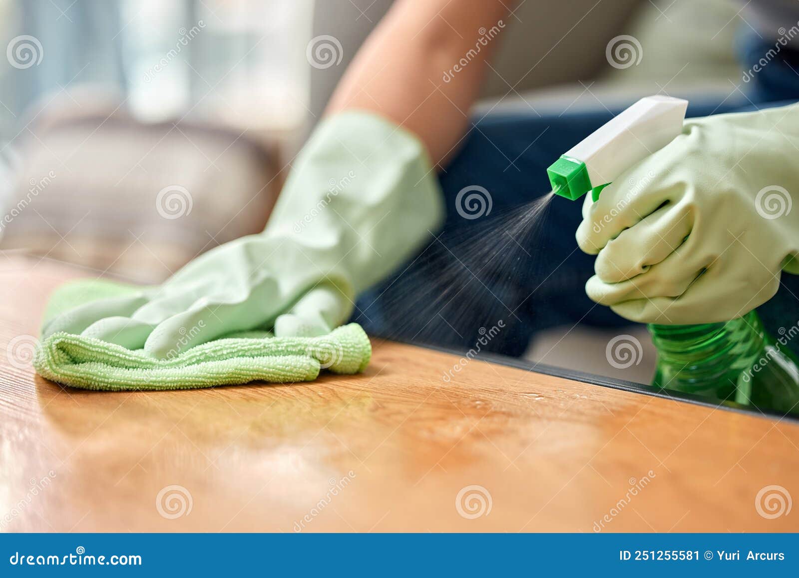 What a Shiny Surface. an Unrecognizable Person Cleaning a Table at Home ...