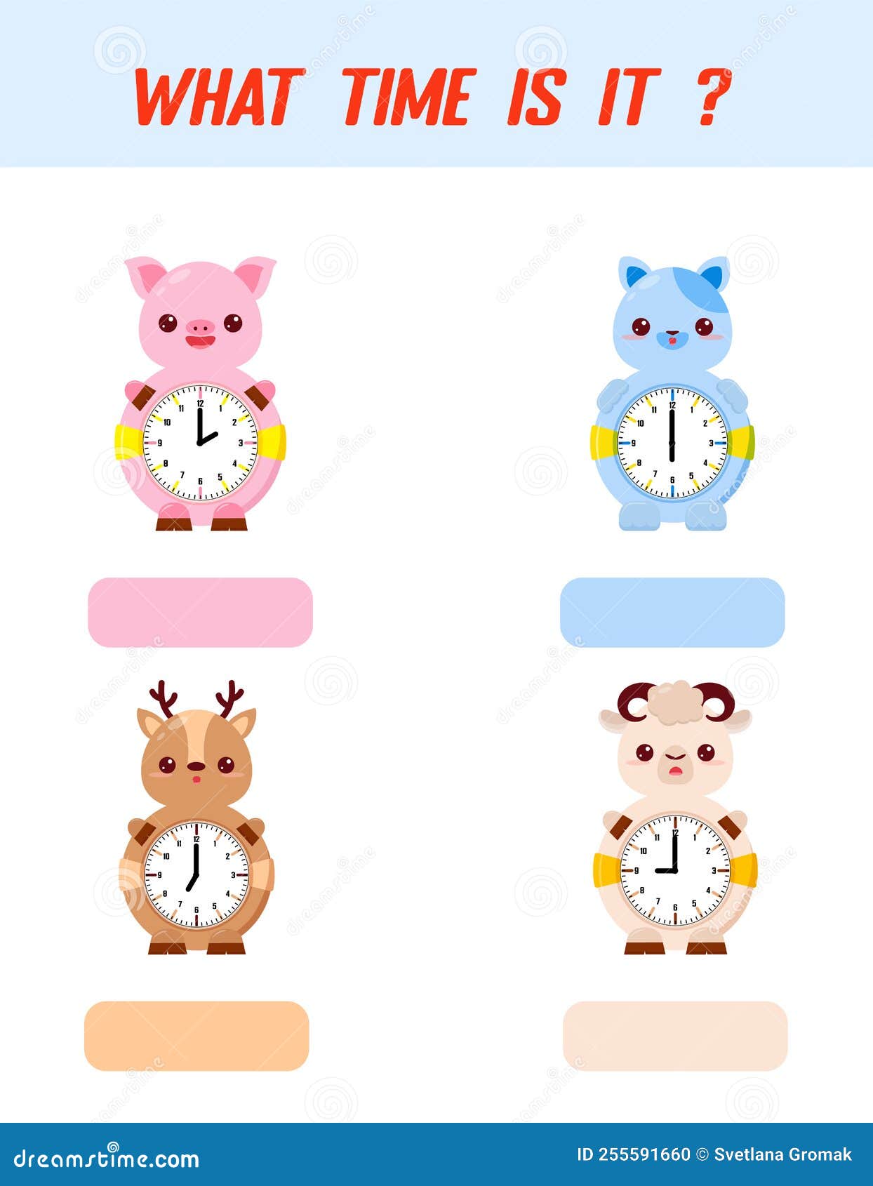 What Time is it. Learning Time on the Clock. Educational Activity ...