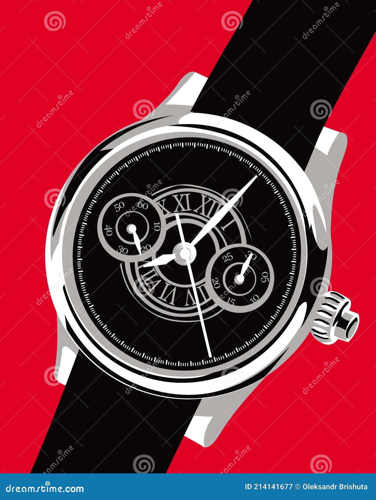 What Time is it? Watch. Graphic Image of a Luxury Watch on a Red ...