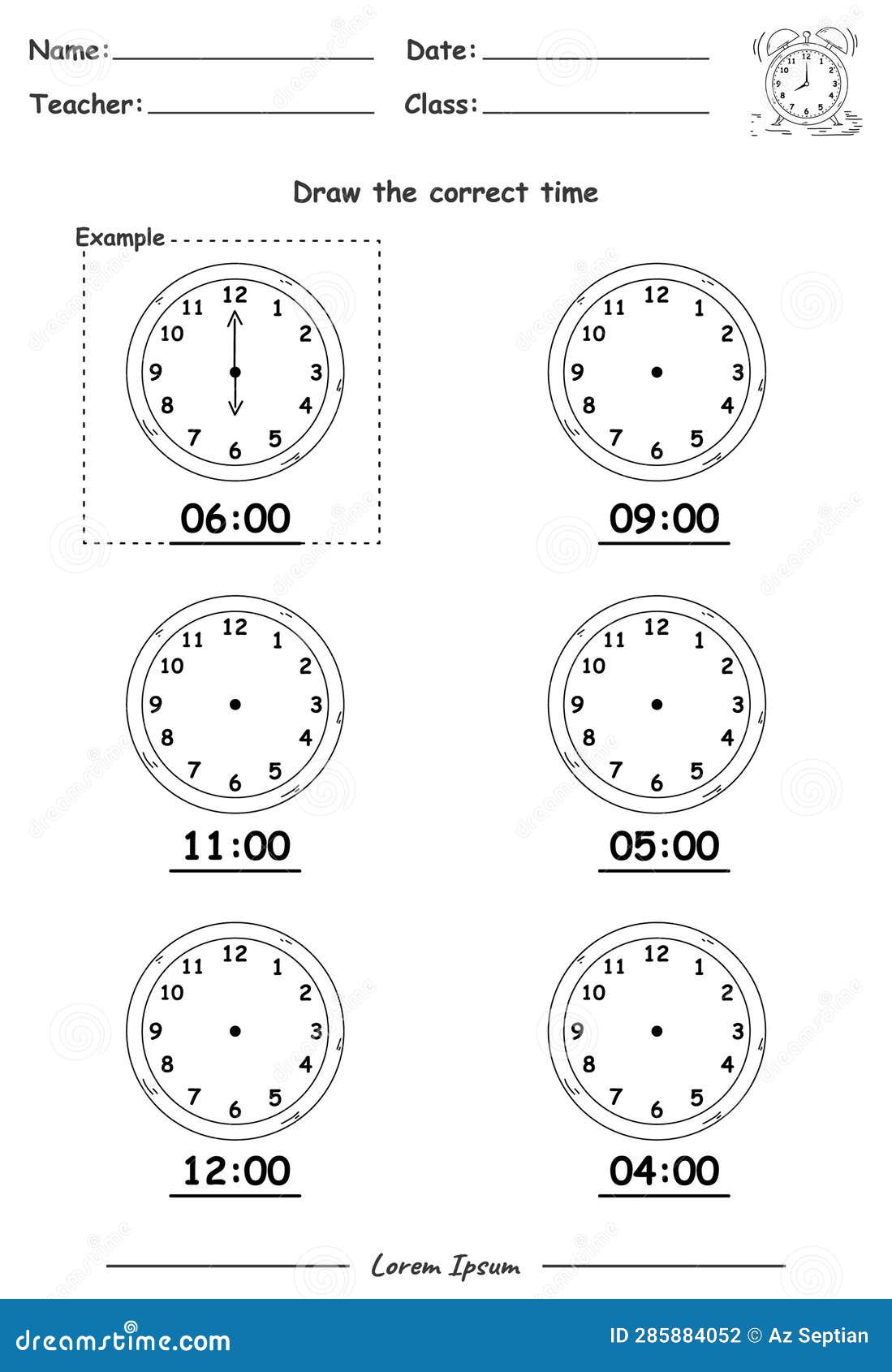 What is the Time Worksheet for Kids Activity Stock Vector ...