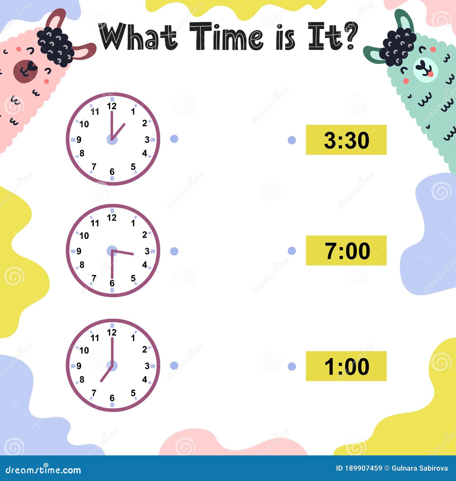 Kids Telling Time, Cartoon Illustration | CartoonDealer.com #197485977