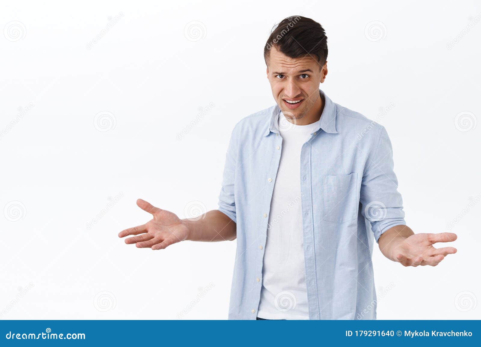 Oh No Don`t Bother Me Annoyed Grumpy Male With Crisp Hair Shows