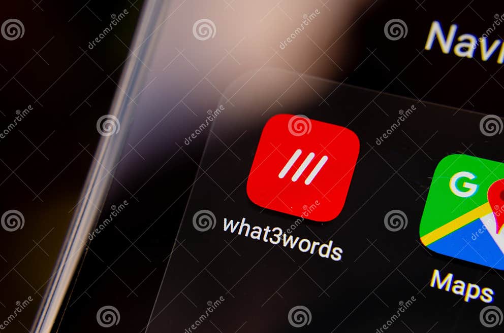 What3words App Icon on the Smartphone Screen in the Section of ...