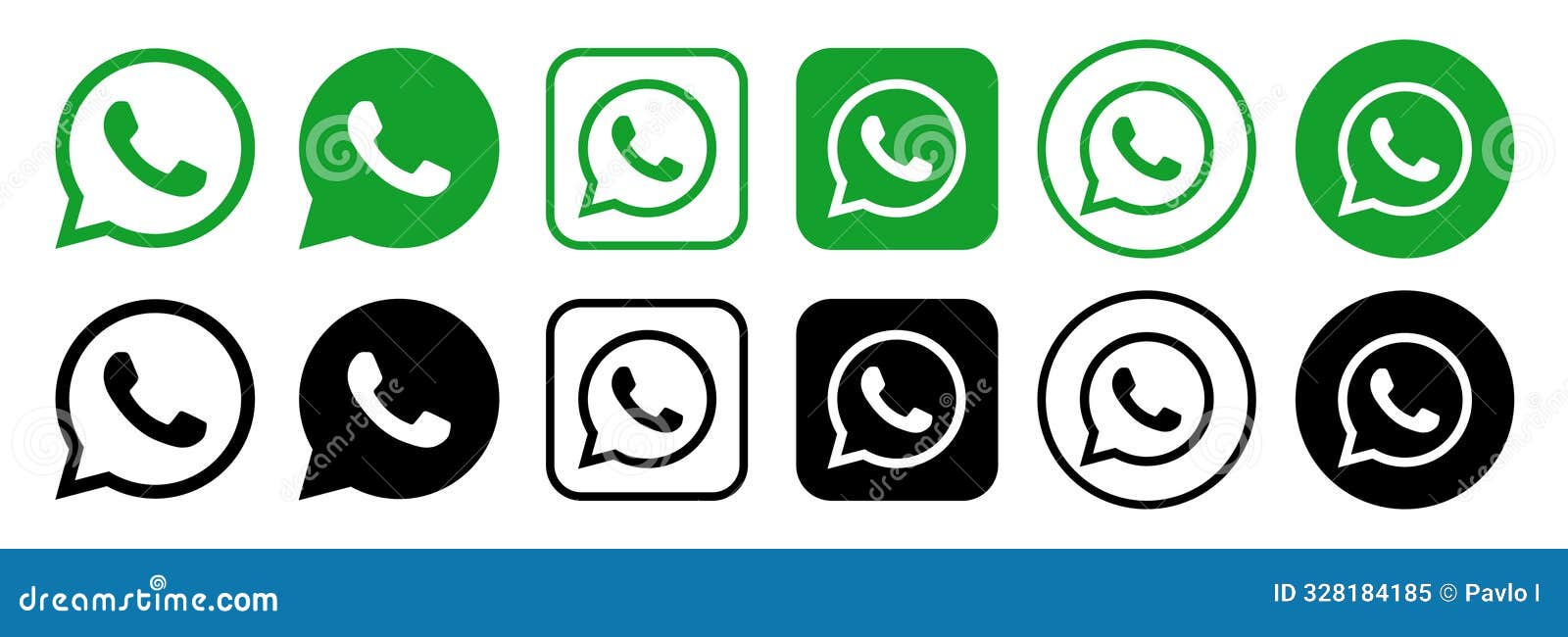 Green Whatsapp Logo For Web And App Ui. Cartoon Vector | CartoonDealer ...