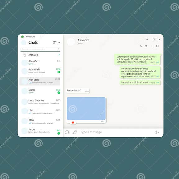 Whatsapp Interface Template for Computer, PC. Web Version of Whatsapp ...