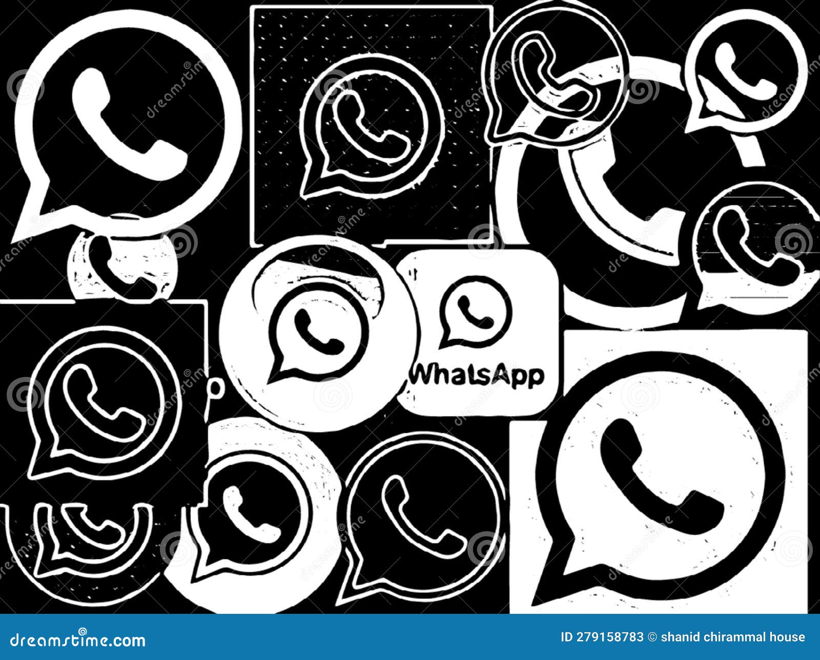 WhatsApp Logo Icon Seamless Pattern on White Background Editorial Stock ...