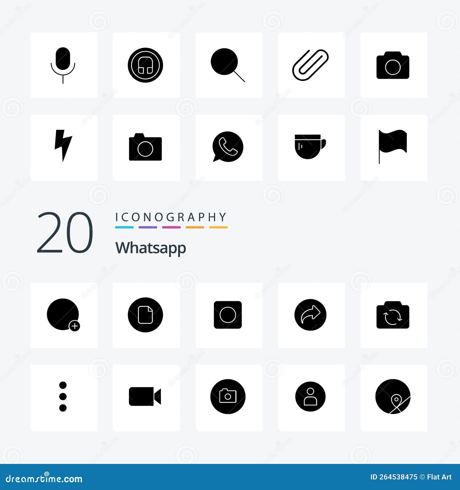 20 Whatsapp Solid Glyph Icon Pack Like Basic Camera App Ui Arrow Stock Vector - Illustration of ...