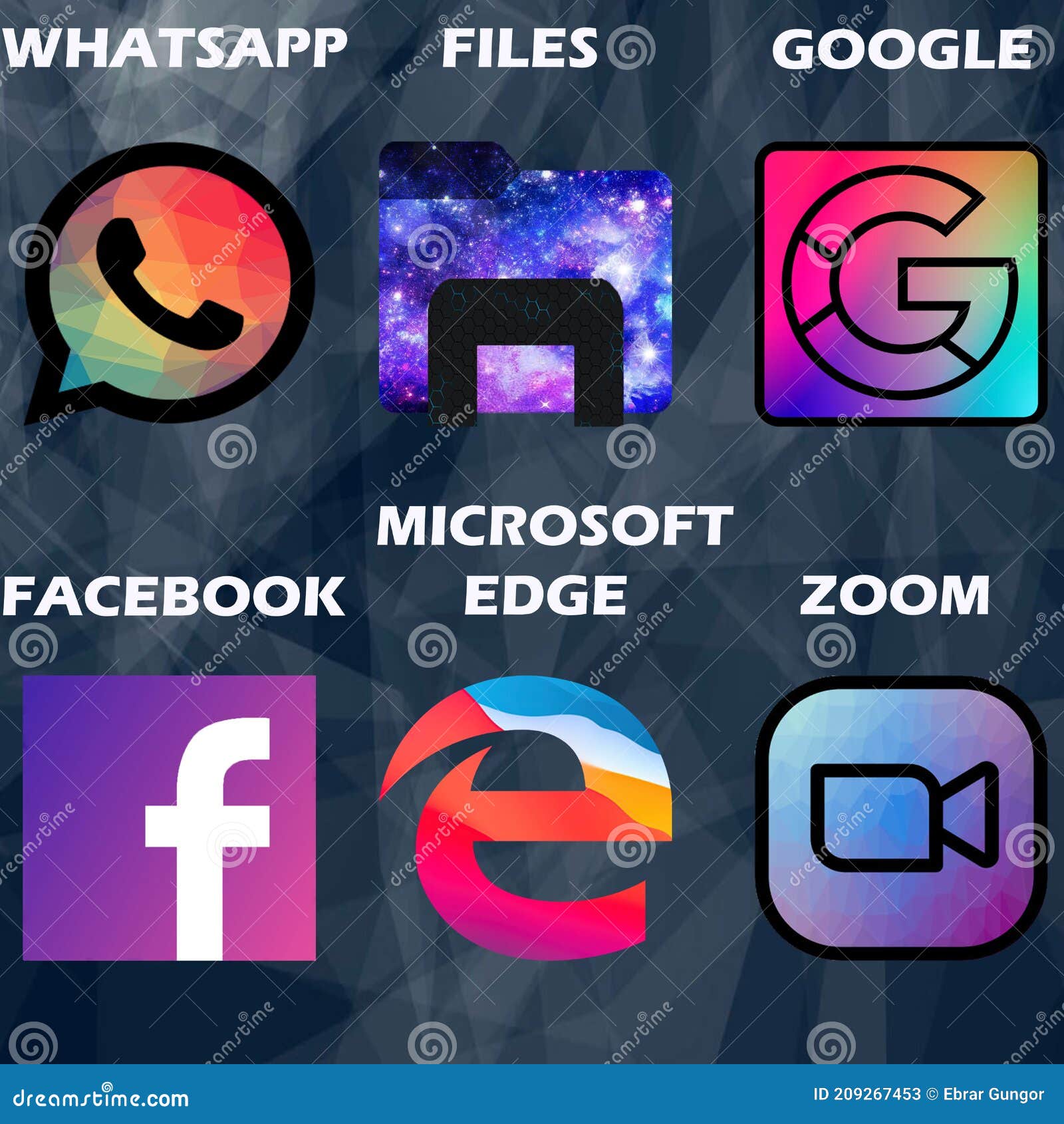 Whatsapp-Windows Files-Google-Facebook-Microsoft Edge-Zoom Special Logo ...
