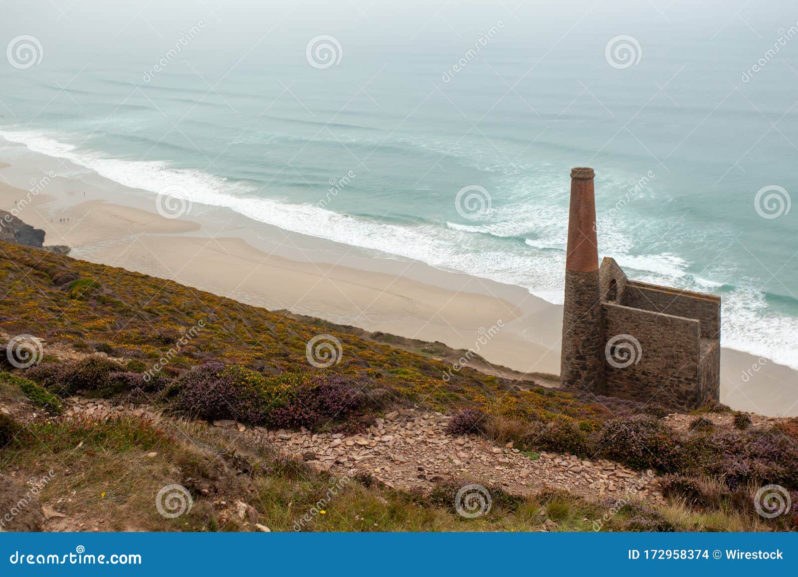 Wheal Coates Mine Surrounded by Hills and the Sea in Cornwall in the UK ...