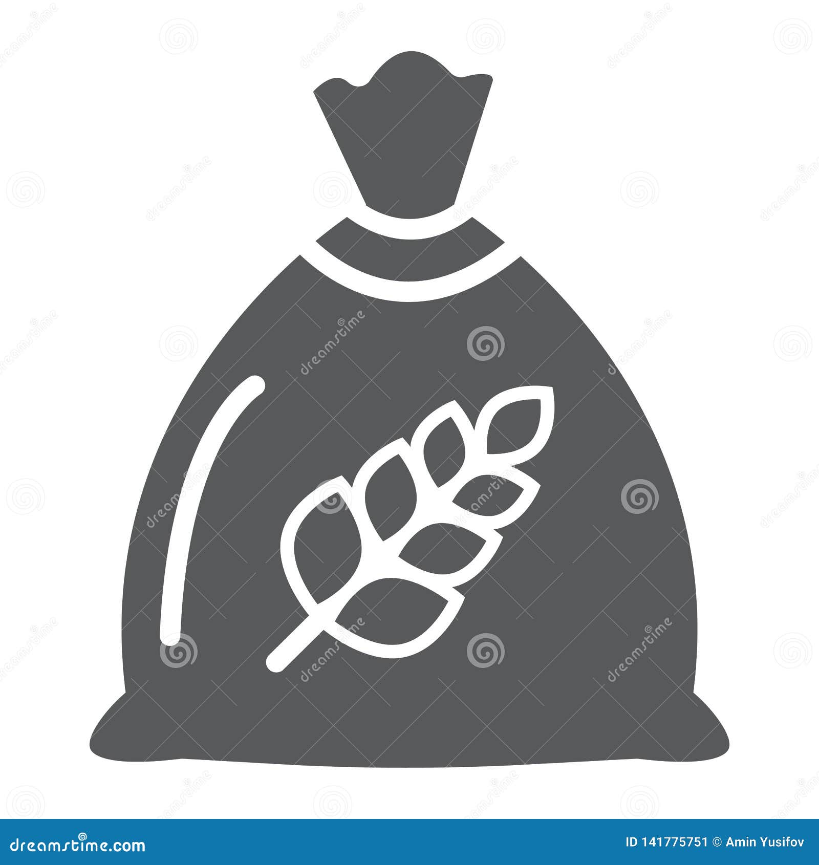 Grain Bag Solid Icon. Opened Wheat Flour Sack Symbol, Glyph Style ...