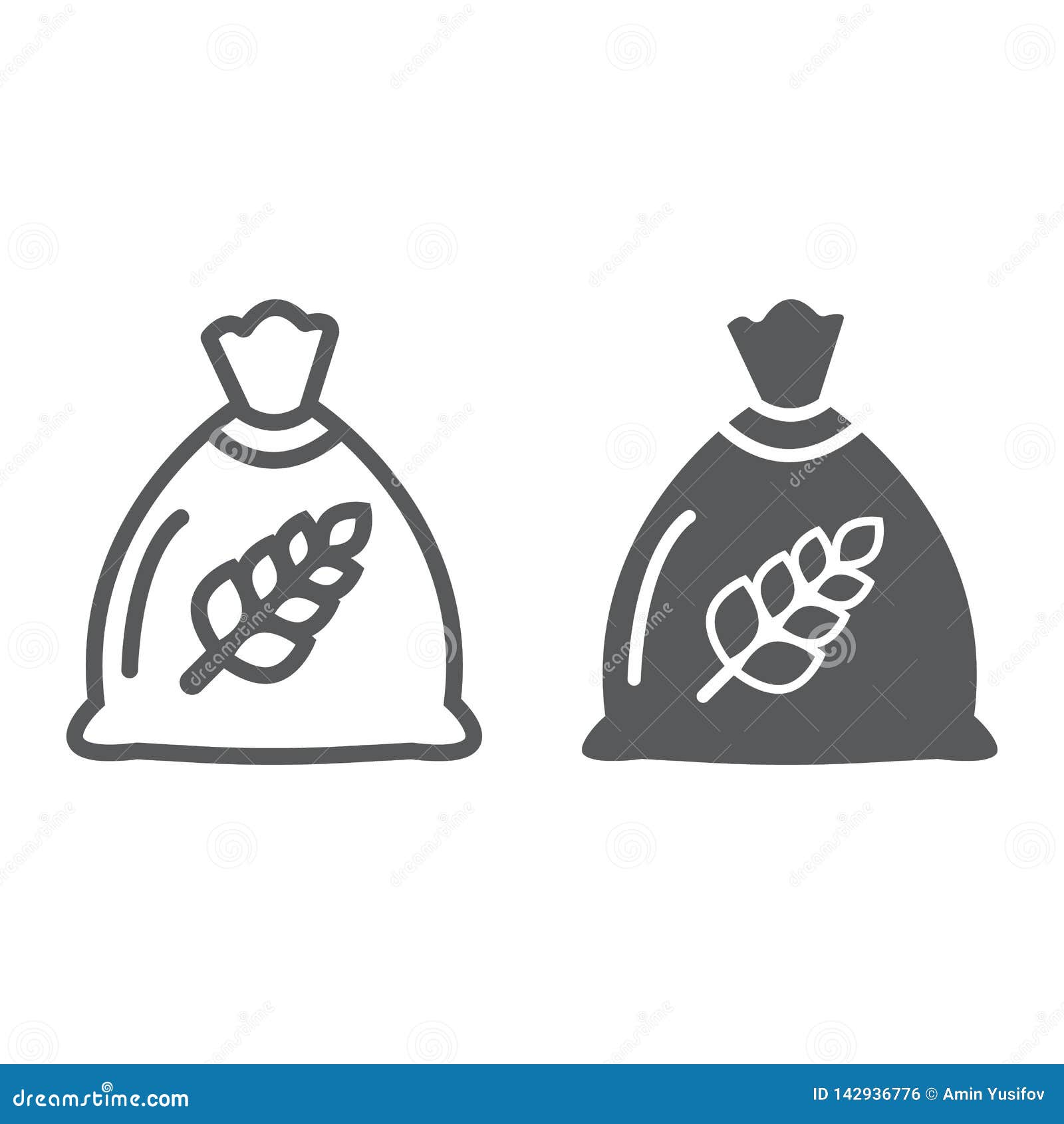 Wheat Bag Line and Glyph Icon, Grain and Farm, Seed Sack Sign, Vector ...
