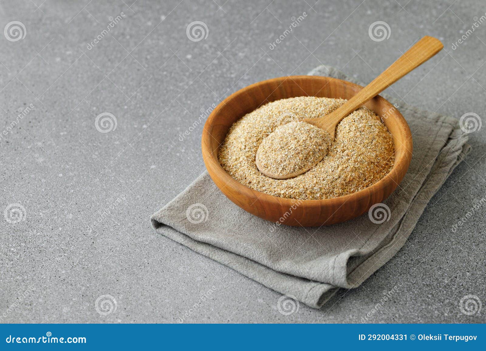 Wheat Bran in Bowl and in Spoon on Gray Table Stock Image - Image of ...