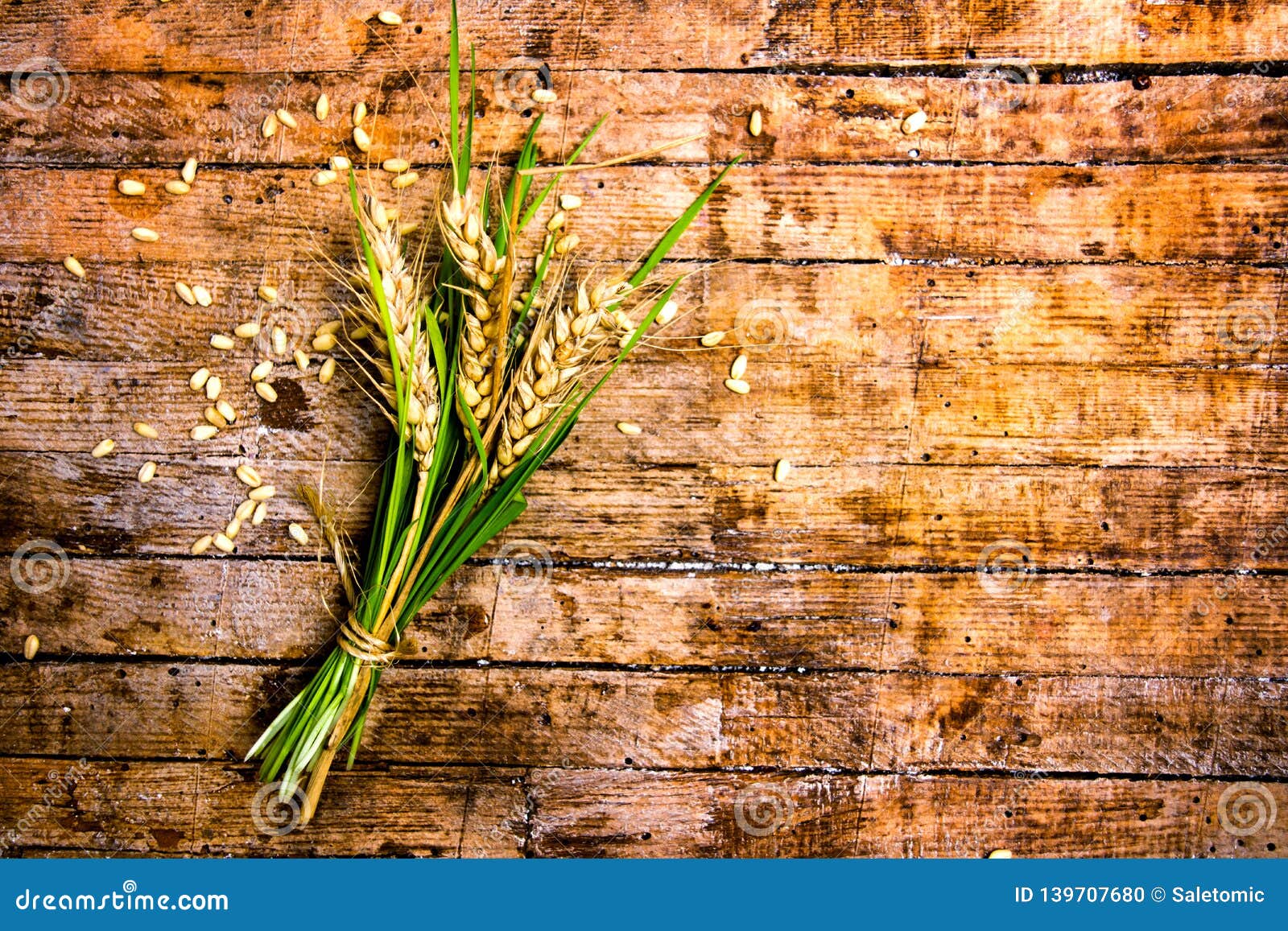 Wheat Branch on a Wooden Table Stock Photo - Image of grow, agriculture ...