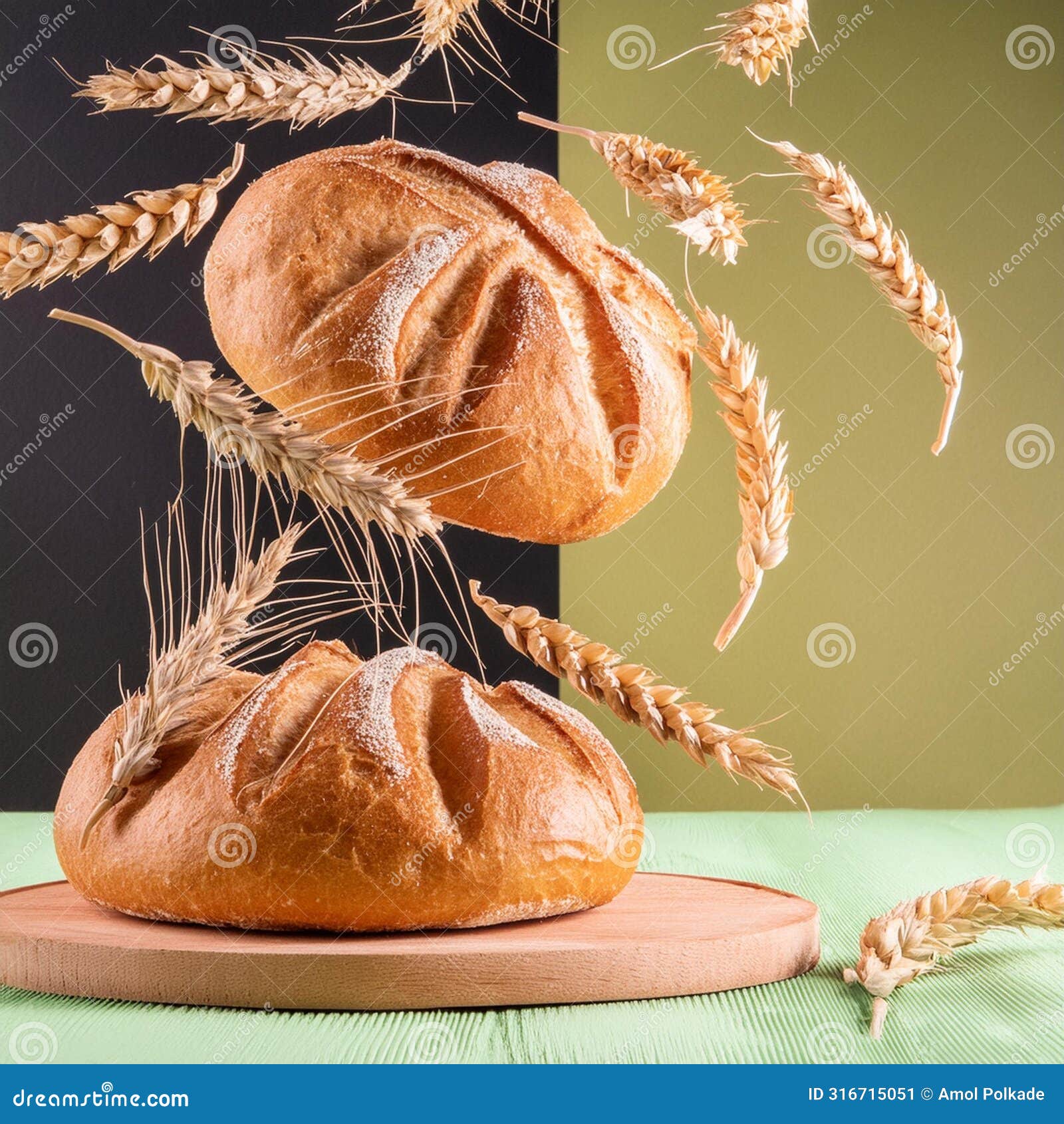 Wheat with Bread Falling Down Stock Illustration - Illustration of food ...