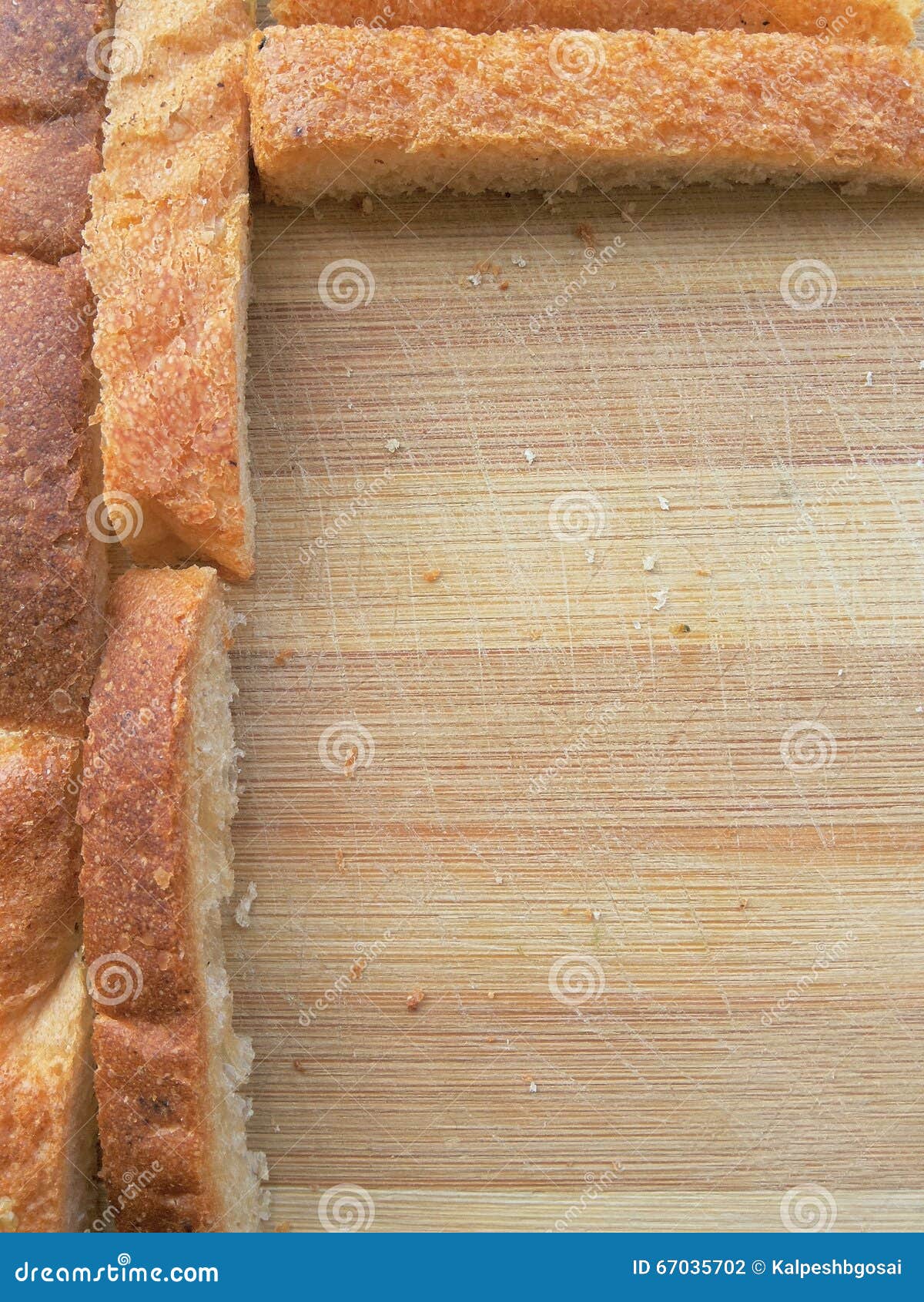 Wheat Bread Piece Border on Wooden Background Stock Photo - Image of ...