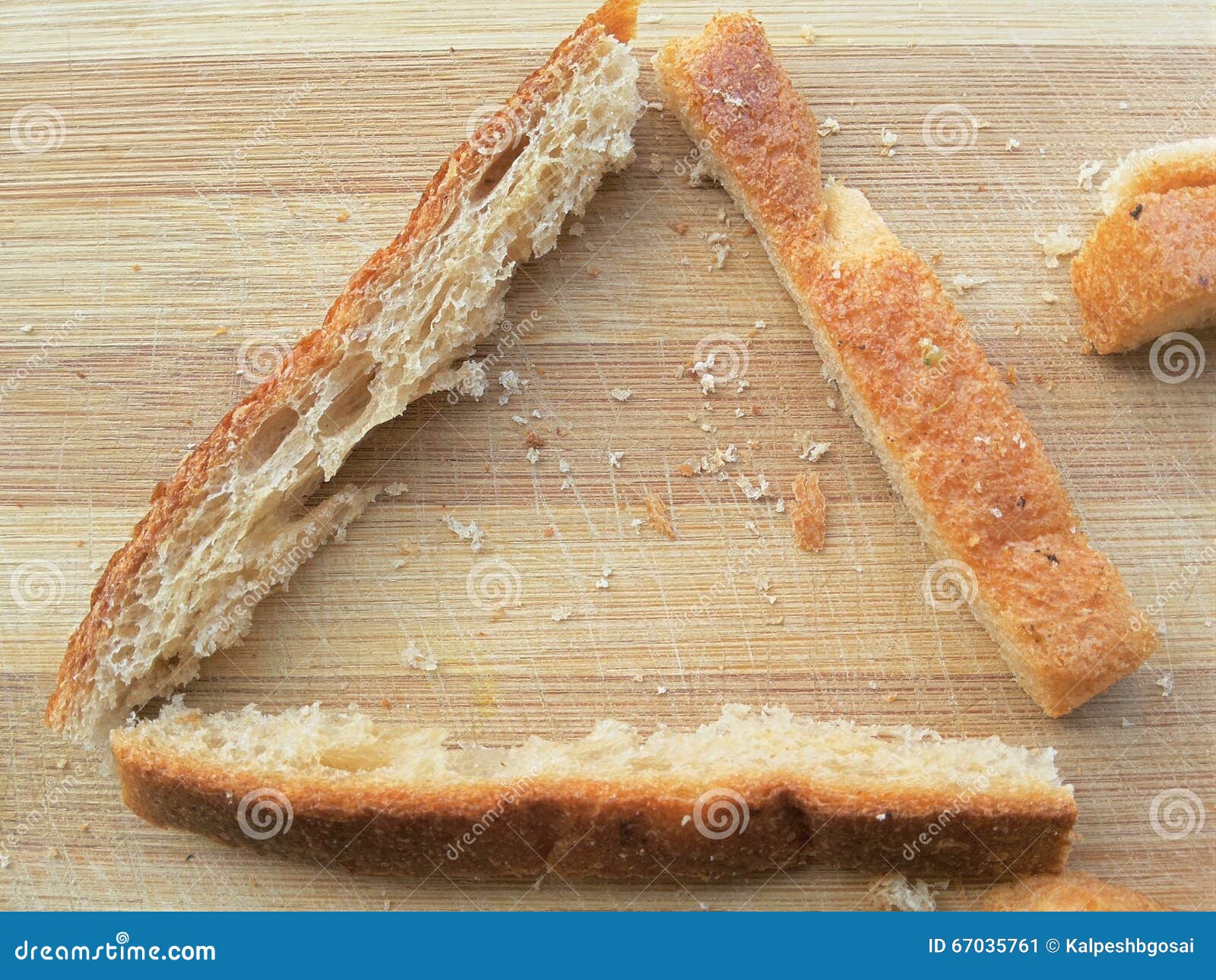 Wheat Bread Piece Triangle on Wooden Background Stock Image - Image of ...