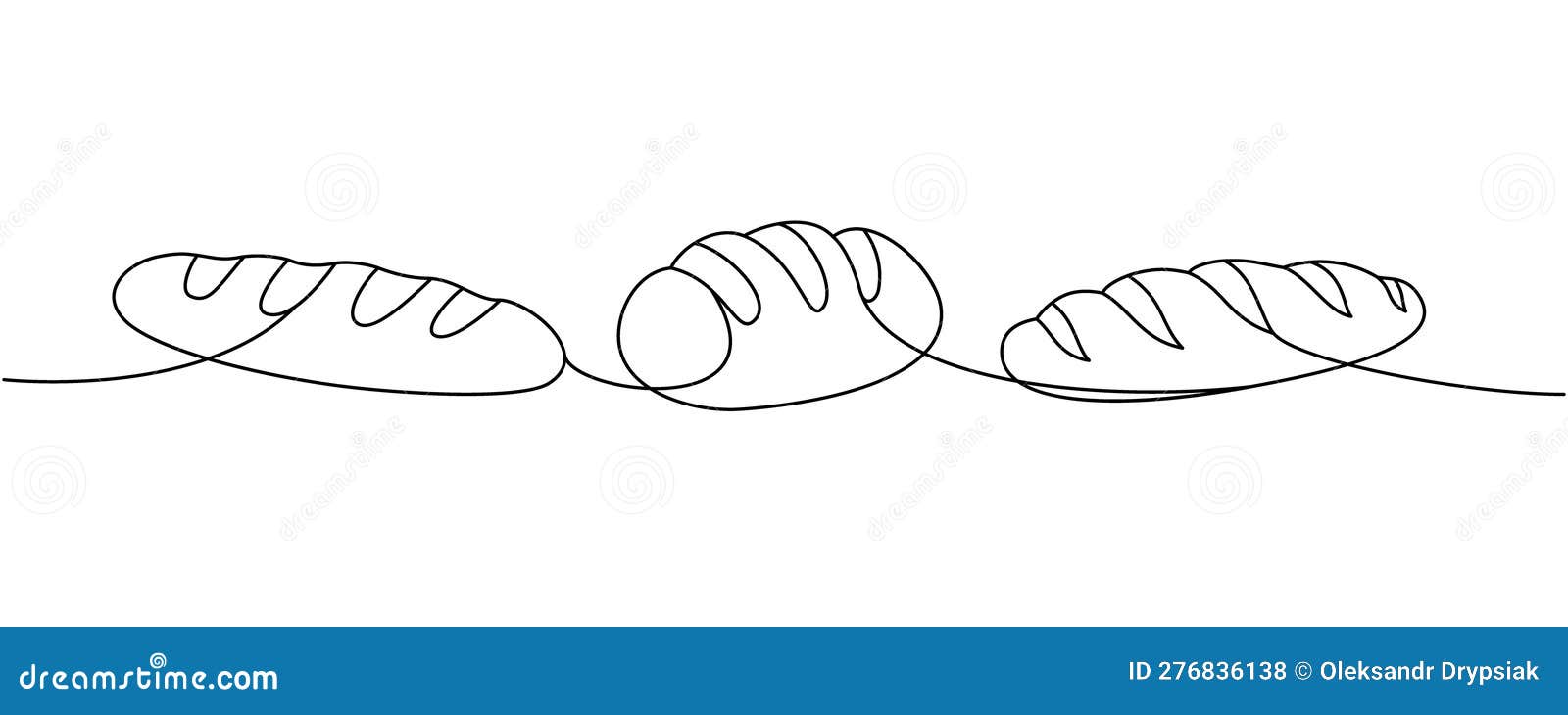 Wheat Bread Set One Line Continuous Drawing. Whole Grain and Wheat ...