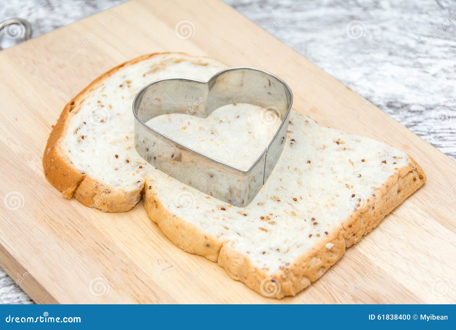 Wheat Bread Slice with a Heart Shape Stock Photo - Image of fiber ...