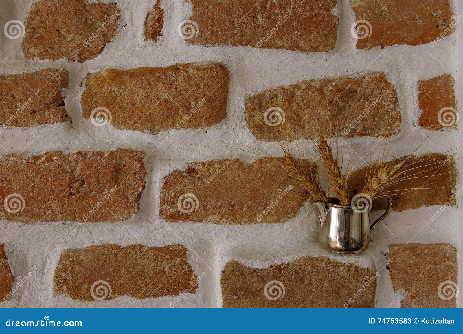 Wheat on the brick wall stock image. Image of texture - 74753583