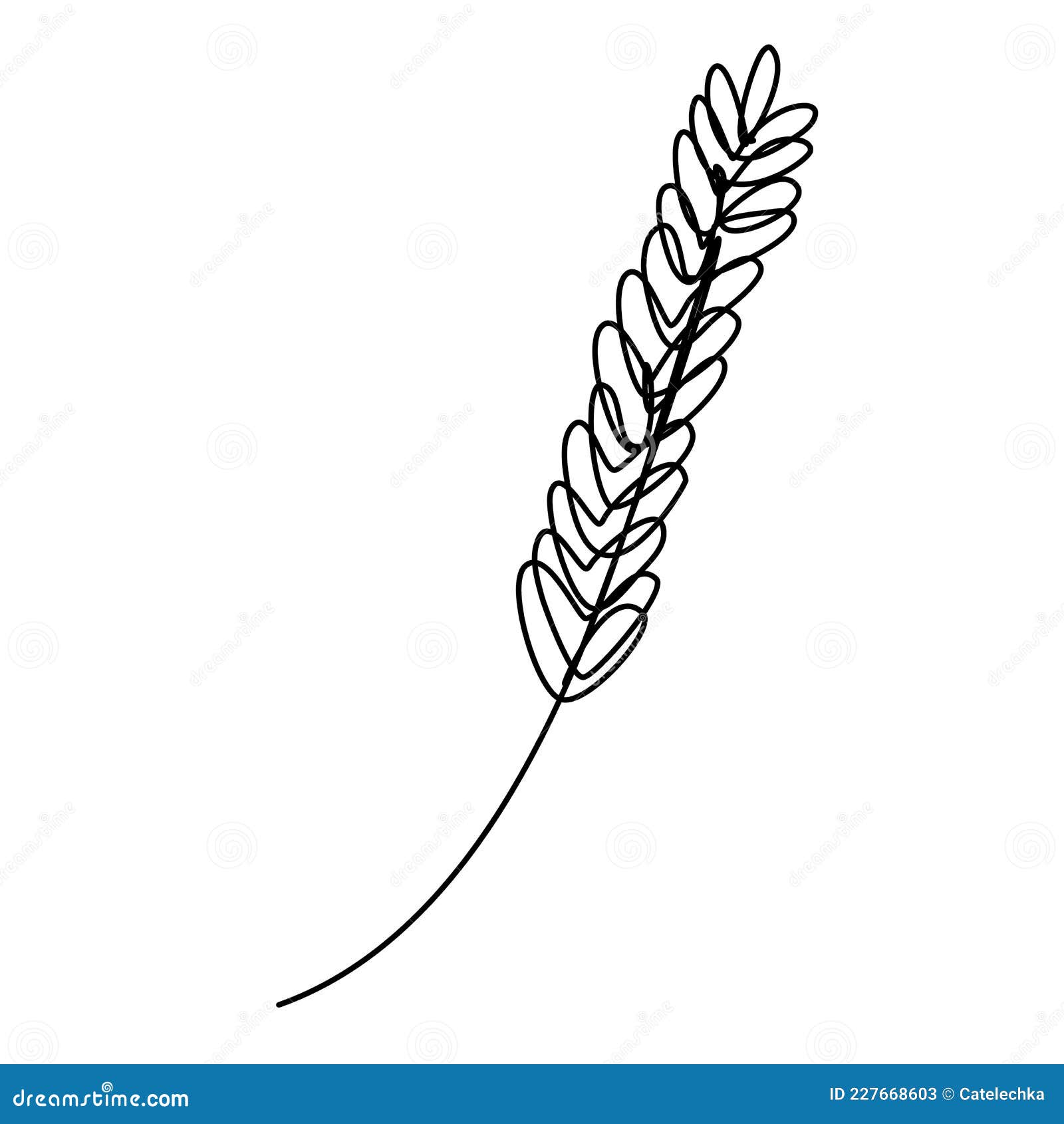 Wheat in Continuous Line Art Style with Editable Stroke. Outline ...