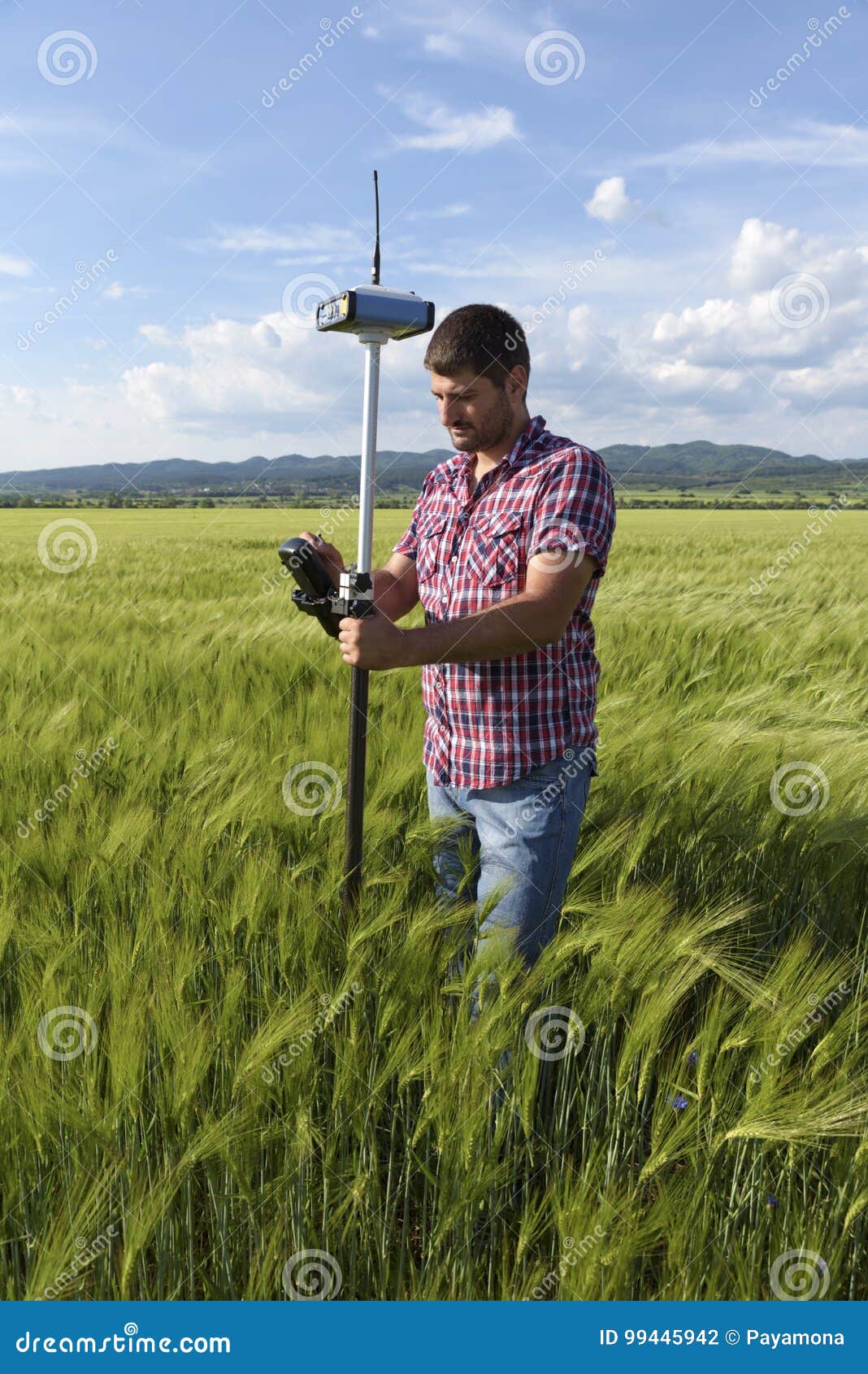 Wheat Controller Engineer Geodesy Survey Stock Photo - Image of hand ...