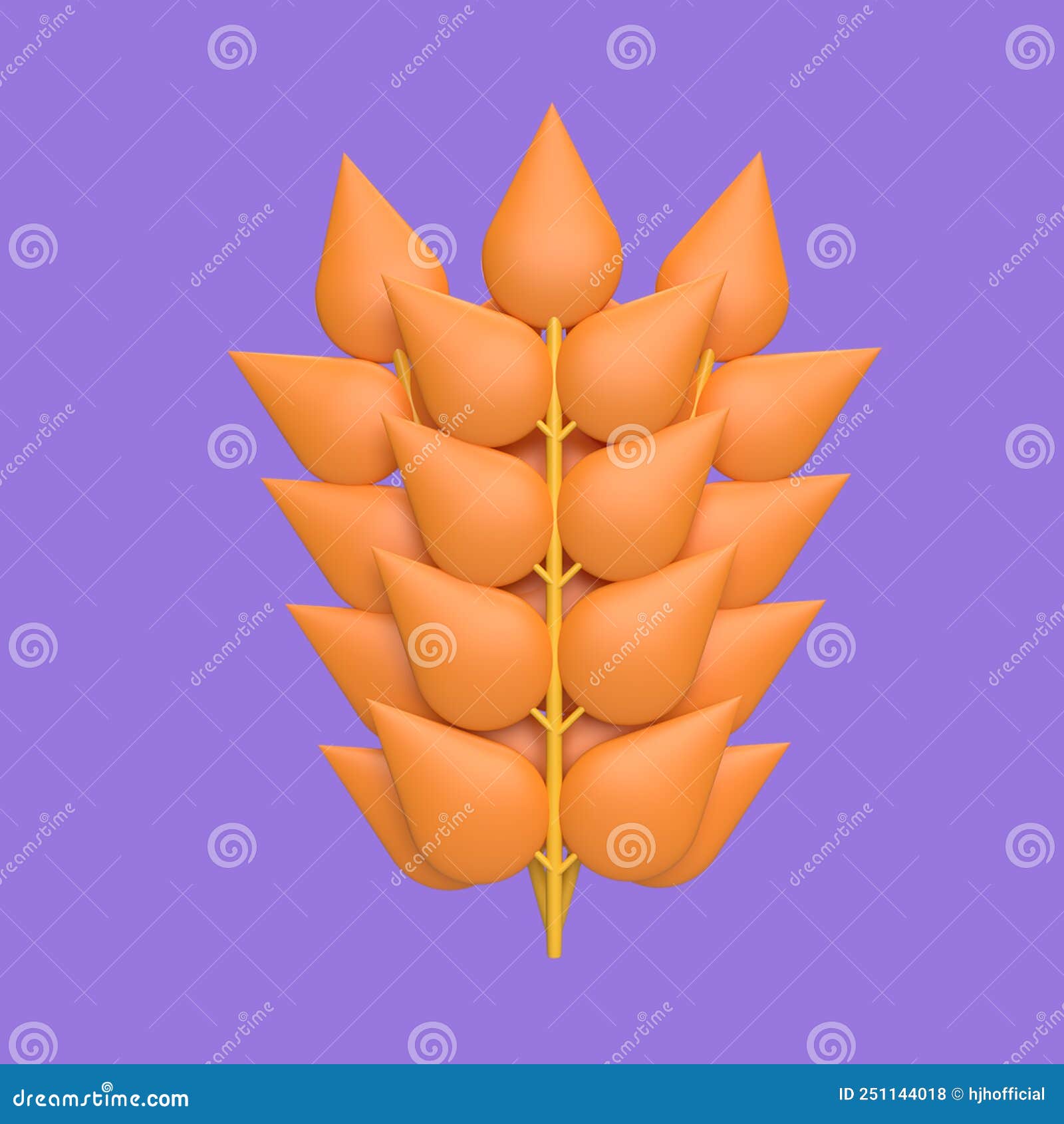 Wheat 3d Icon Model Cartoon Style Concept. Render Illustration Stock ...