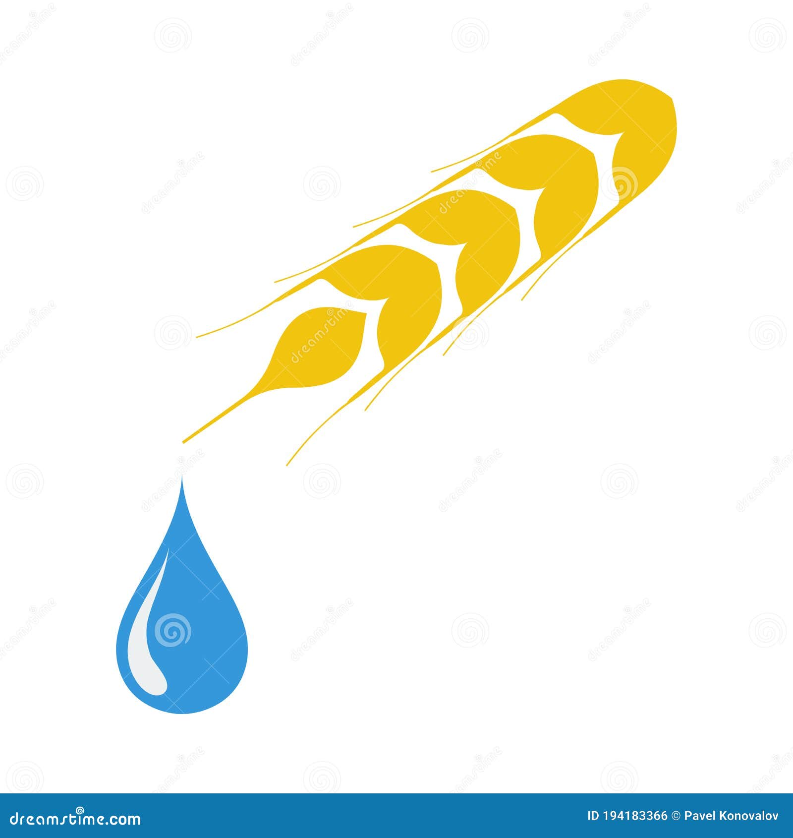 Wheat with Drop Icon stock vector. Illustration of droplet - 194183366