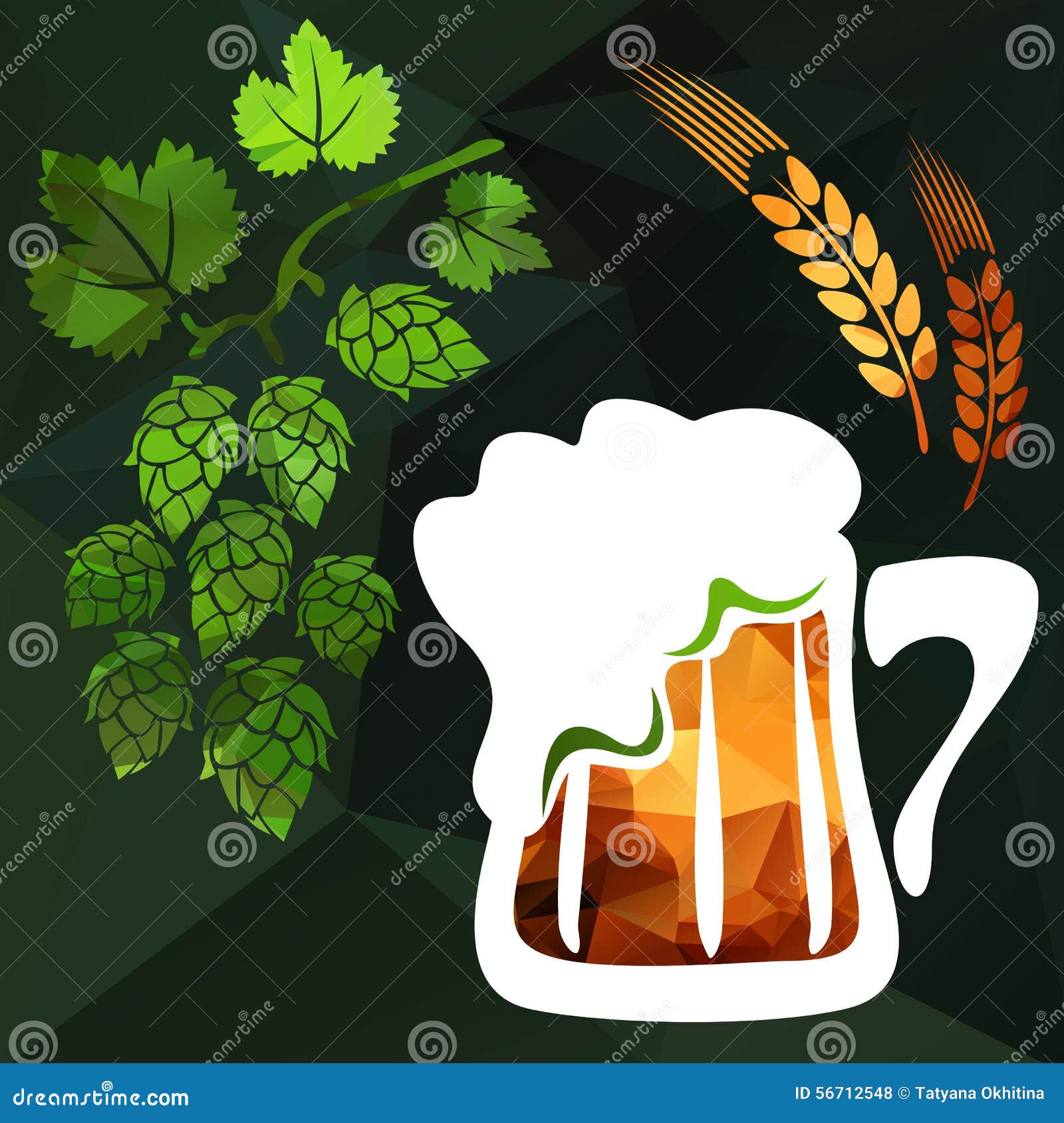 Wheat ear and beer stock vector. Illustration of crumpled - 56712548