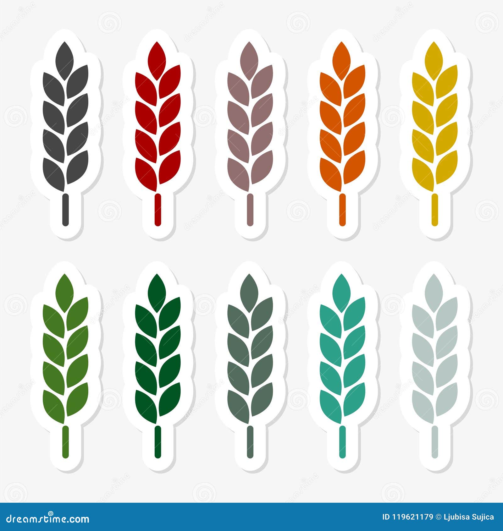Wheat ear sticker set stock vector. Illustration of bread - 119621179