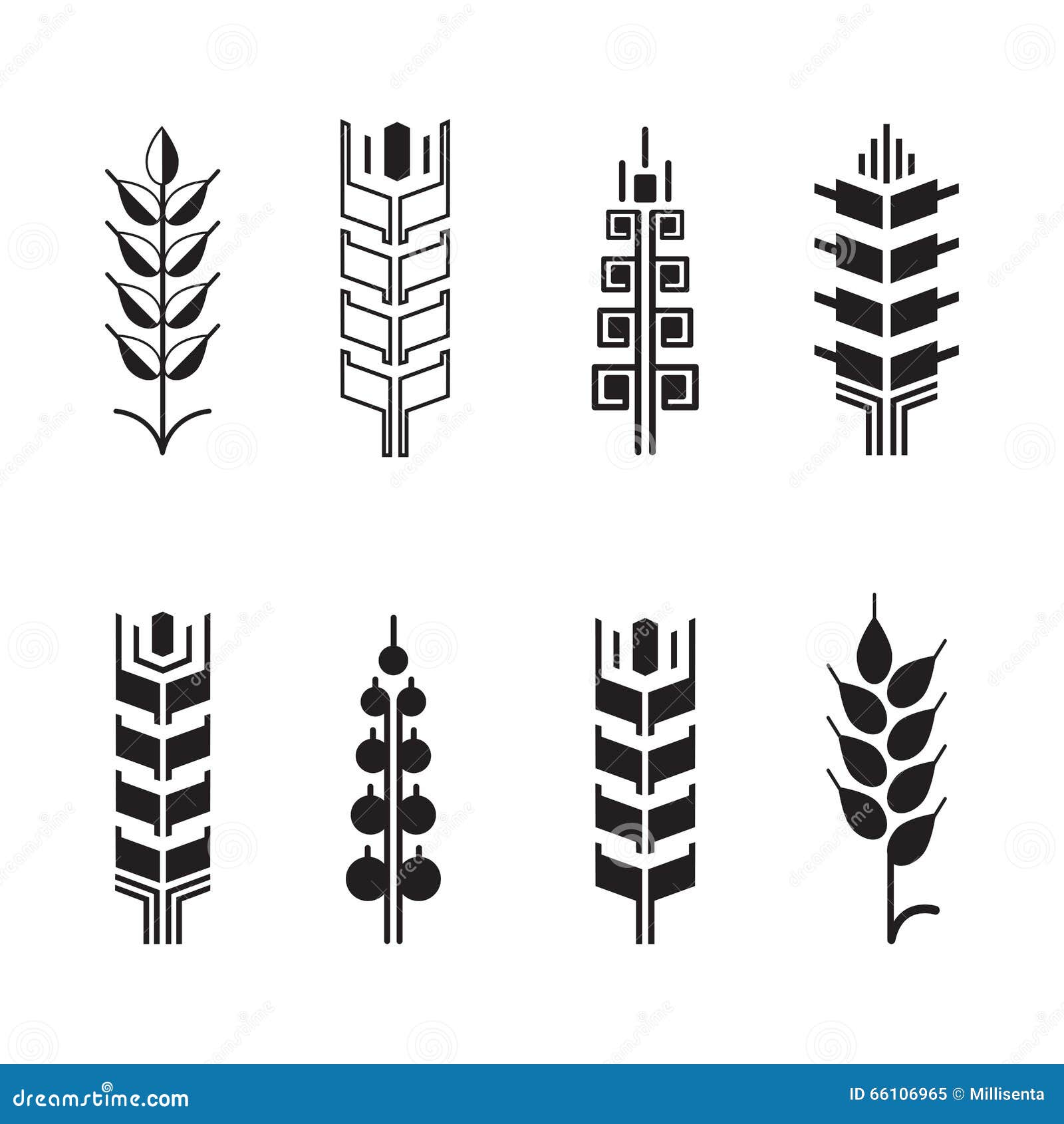 Wheat Ear Symbols for Logo Icon Set, Leaves Icons Stock Vector ...