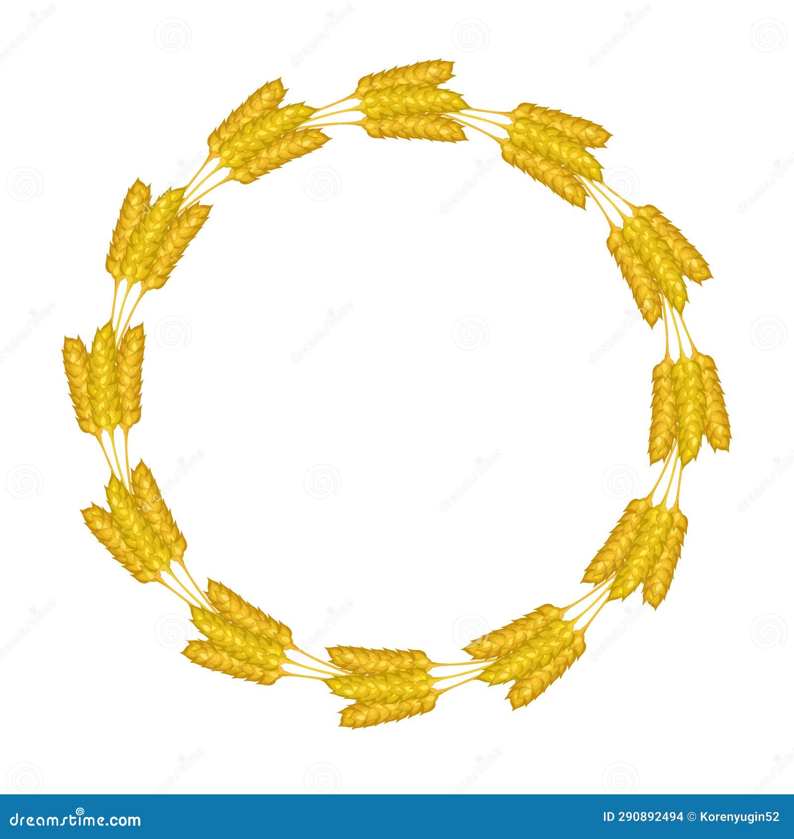Wheat Ears Art Drawn Round Frame Stock Illustration - Illustration of ...