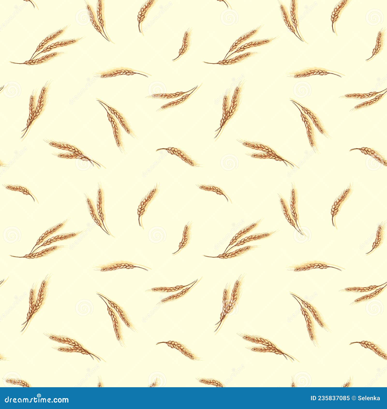 Wheat Ears Seamless Pattern, Hand Drawn Sketch Vector Background Stock Vector - Illustration of ...