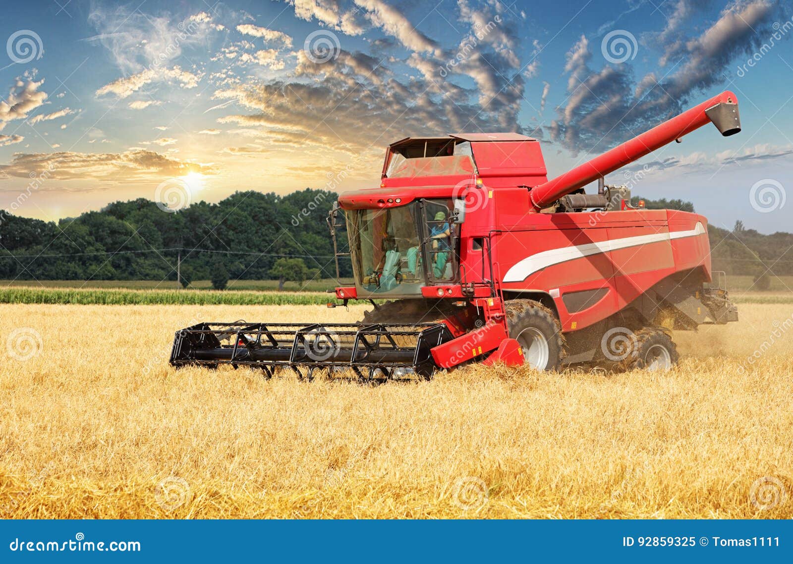 Harvester Machine And Tractor At Harvest Stock Photo | CartoonDealer ...