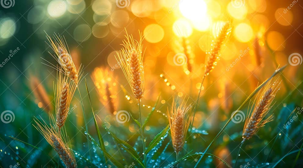 Wheat Field in the Rays of the Rising Sun Stock Photo - Image of season ...
