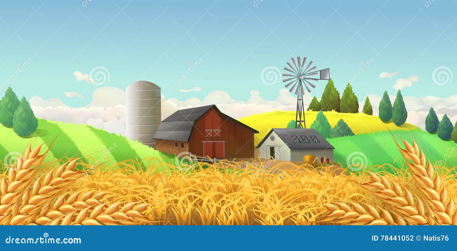 Wheat Field Vector Illustration | CartoonDealer.com #8079382