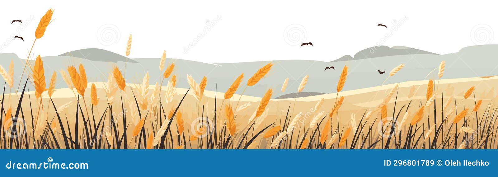 Wheat Field Vector Simple 3d Smooth Cut and Paste Isolated Illustration ...