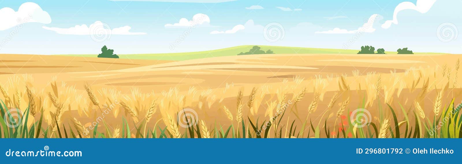 Wheat Field Vector Simple 3d Smooth Cut and Paste Isolated Illustration ...