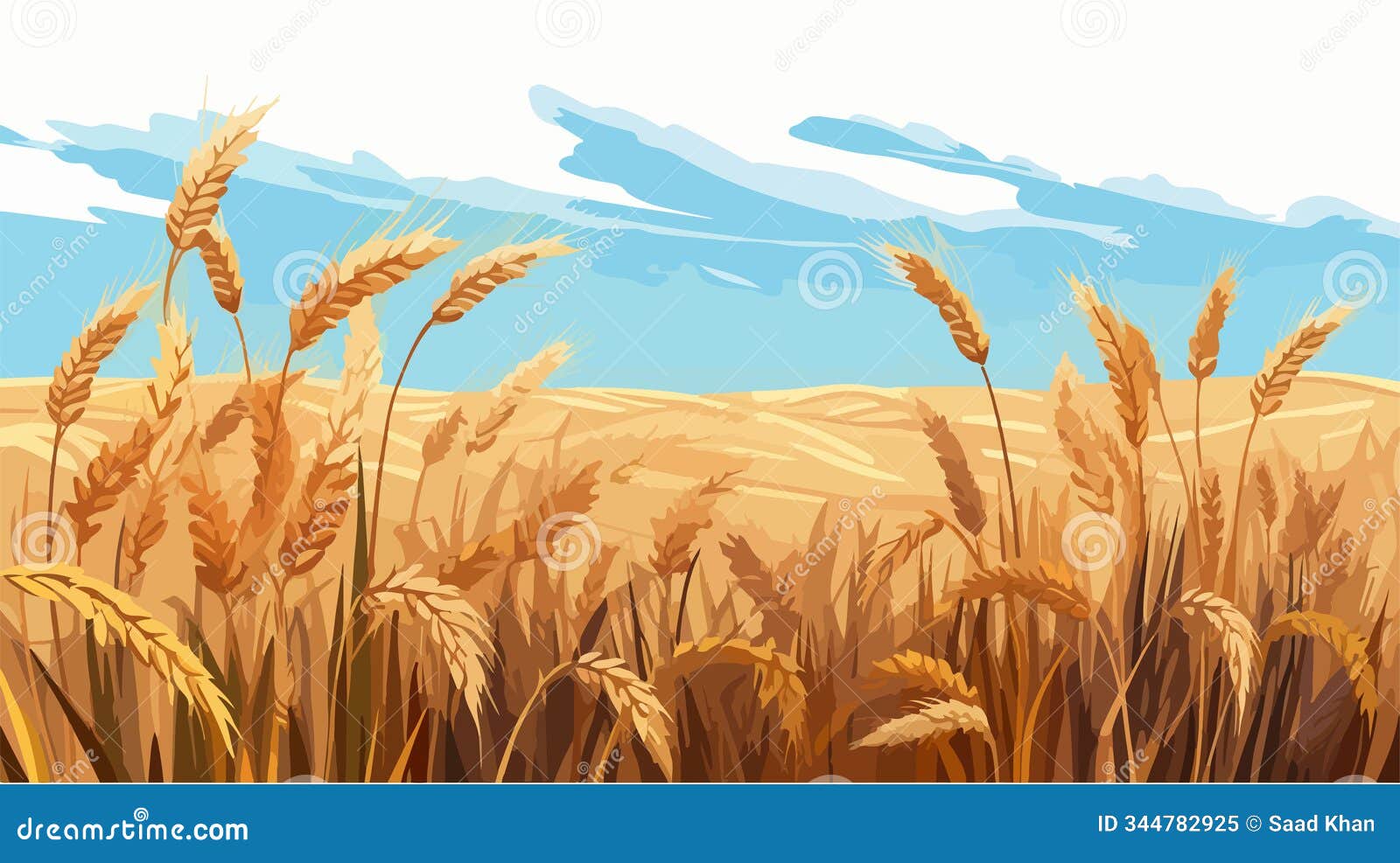 Wheat Fields Cartoon Vector Illustration Stock Vector - Illustration of ...