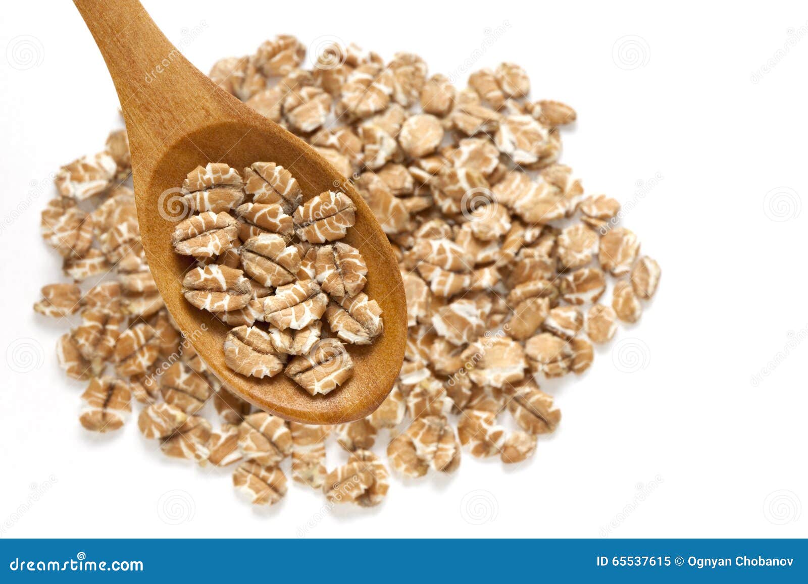Wheat Flakes in Spoon on White Background Stock Image - Image of diet ...