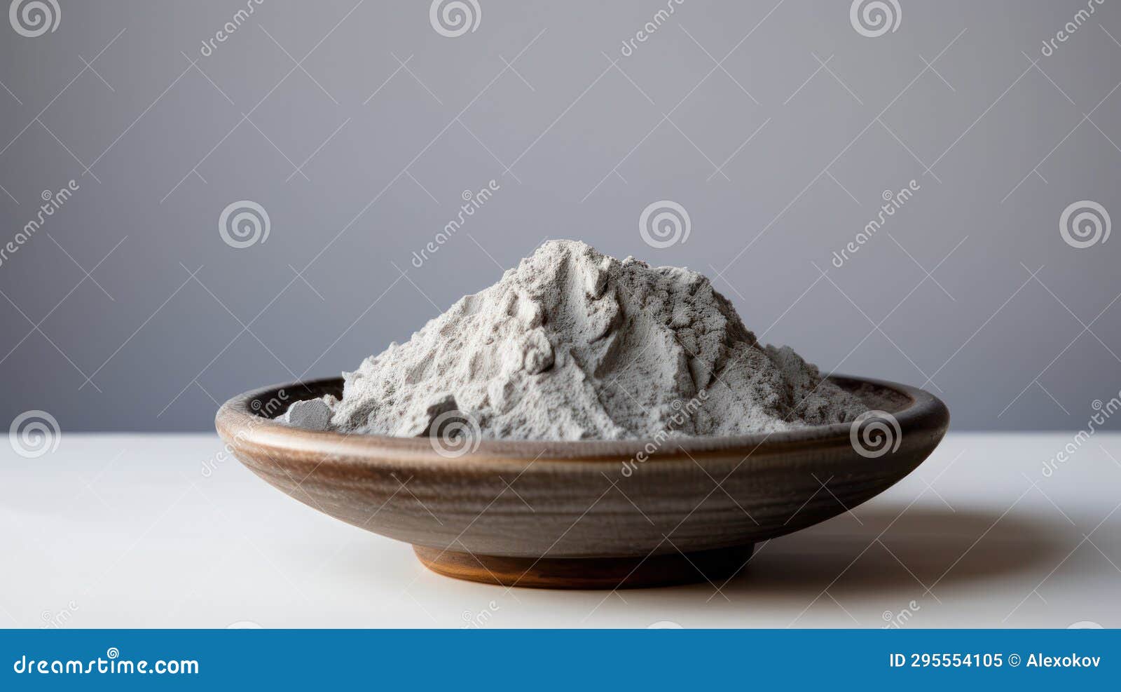 Wheat Flour in a Clay Bowl on a White Table and Gray Background ...