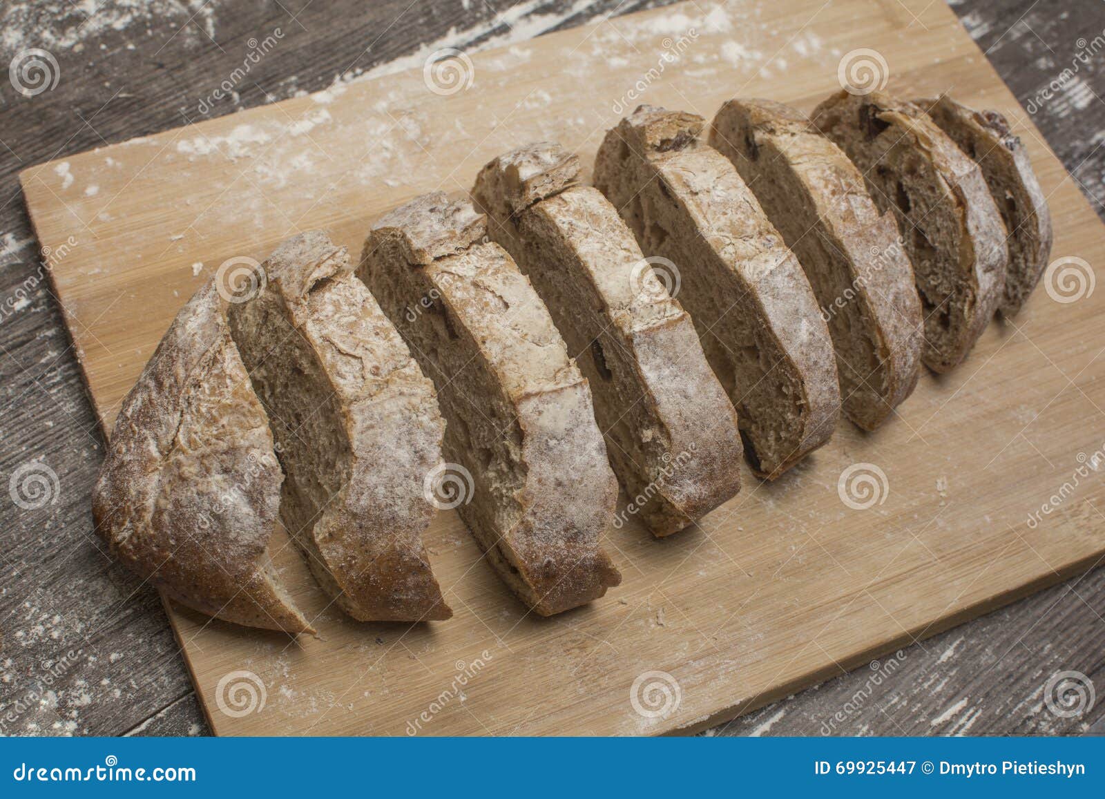 Wheat Flour with a Fresh Bread Cutted into Slices Stock Image - Image ...