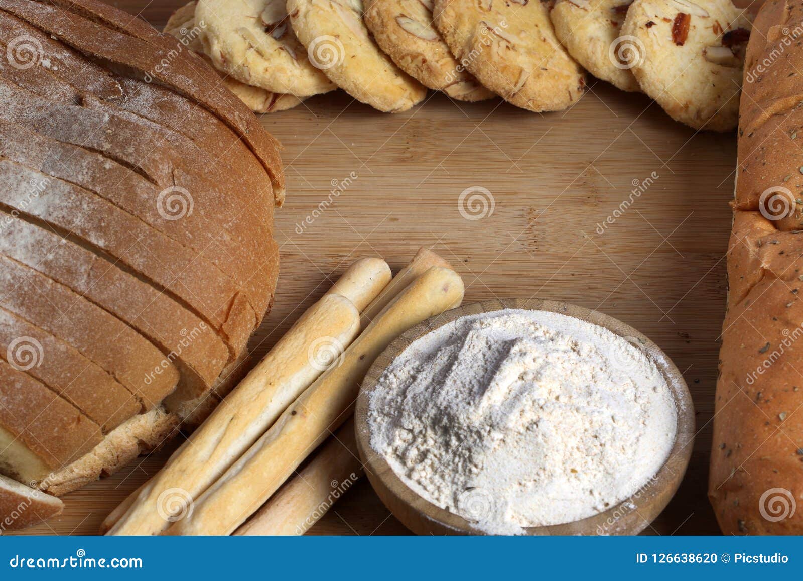 Wheat flour products stock photo. Image of bread, smooth - 126638620
