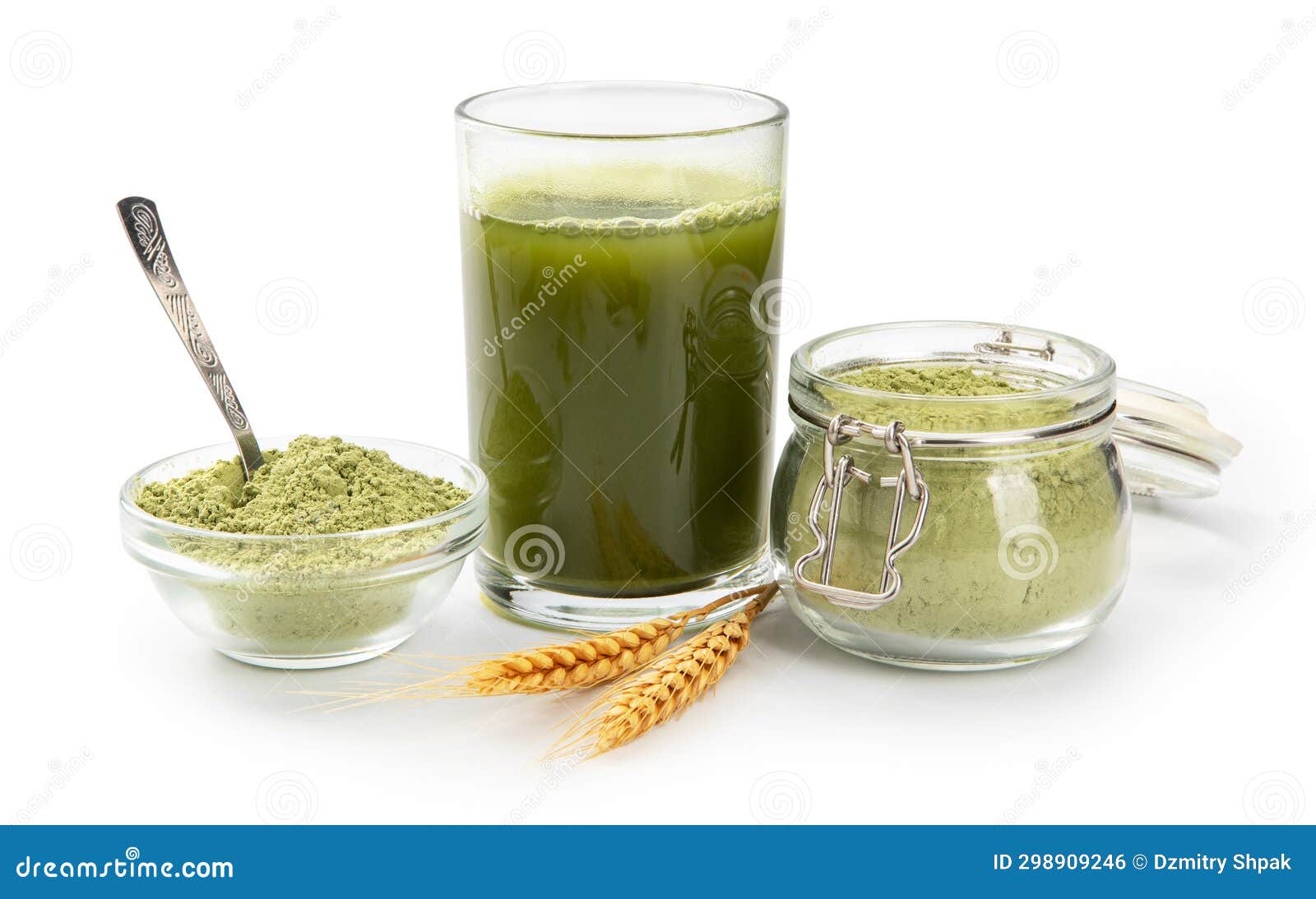 Wheat Germ Powder in Glass Isolated on White Background Stock Photo ...